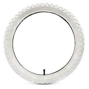 (2 Sets) 18” x 2.125 Kids Bike Replacement White Tires and Tubes - Compatible with Most 18” Kids Bikes Like RoyalBaby, Joystar, and Dynacraft - Made from BPA/Latex Free Butyl Rubber