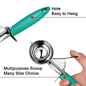 JUNADAEL J Portion Scoop, 2.75 OZ Disher Scoop, 16 Cookie Scoop, 5.5 Tbsp Cookie Dough Scoop, Green Handle, for Portion Control, Cookie Dough, Cupcake Batter, Ice Cream