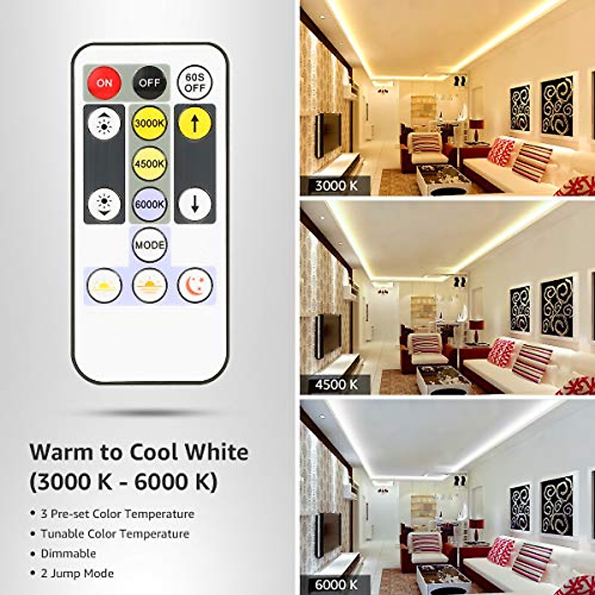 Lepro LED Strip Light, 3000K-6000K Tunable White, 32.8ft Dimmable Super Bright LED Tape Lights, 600 LEDs SMD 2835, Strong 3M Adhesive, Suitable for Home, Kitchen, Under Cabinet, Bedroom