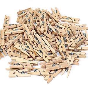 Mini Natural Wooden Clothespins, 320pcs, 1 Inch Photo Paper Peg Pin Craft Clips for Scrapbooking, Arts & Crafts, Hanging Photos (Natural)