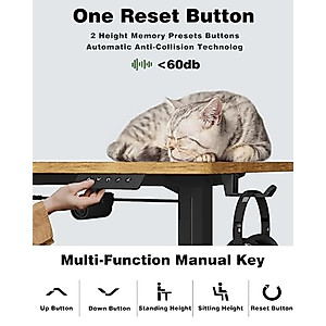 Shahoo Electric Standing Desk, 55 x 24 Inches Height Adjustable Corner Table, Computer Workstation with Cup Holder and Hook for Home Office, Rustic Brown