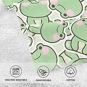 Jucciaco Kawaii Frogs Cotton Towels for Bathroom, Soft Hand Towel Set of 2 for Gym Yoga Kitchen Sports Decorative, 16x28 inch