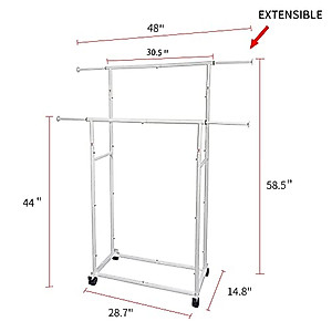 Fishat Double Rod Heavy Duty Clothing Garment Rack