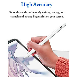 Active Stylus Pens for Touch Screens with Magnetic Design, Rechargeable Universal iPad Pencil, Fine Point Stylus Pen for iPad Pro/Air/Mini/iPhone/iOS/Android/Tablets Writing & Drawing-White
