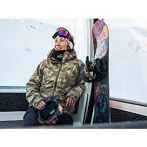 Giro Dylan Asian Fit Ski Goggles - Snowboard Goggles for Women & Youth - White Flake Strap with Amber Pink/Yellow Lenses