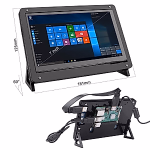 Kuman 7 Inch Raspberry Pi Touch Screen SC7BC IPS LCD Display HDMI Monitor 1024x600 for Raspberry Pi 4 B 3 2 1 B B+ A BB Black PC