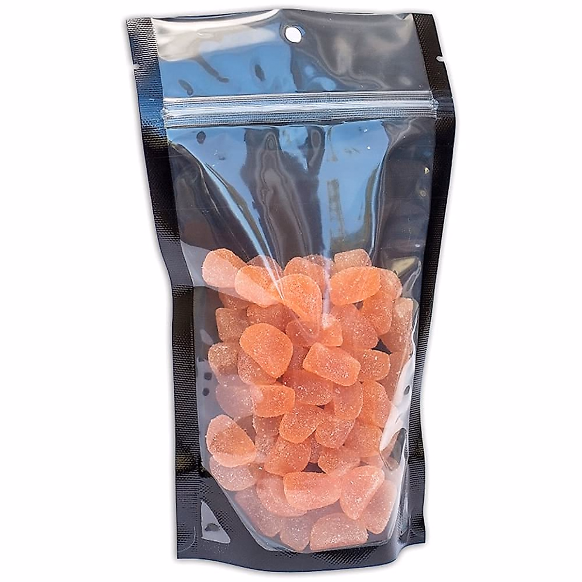 100 pcs 6"x9.5" Mylar Clear/Black Nylon Resealable Stand Up Bags Heat Seal Zipper Lock Reusable Storage Pouches for Zip Food Storage Lock Packaging with Tear Notches