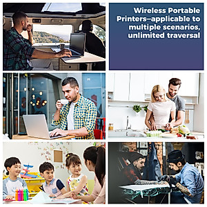 Kebredi Portable Printers Wireless for Travel Bluetooth Thermal Printer Support 8.5" X 11" US Letter /A4/4''/3''/2'' Paper, Inkless Printer Compatible with Laptop & Phone Shcool Office Home Car