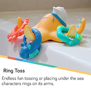 Nuby Starfish Ring Toss Bath Toy, Includes 3 Toss Rings (Crabfish, Tropical Fish and Seahorse)