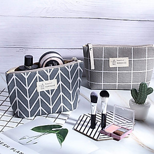 8 Pieces Canvas Cosmetic Bags Printed Small Makeup Bag Multi Function Travel Organizer Pouch Purse with Zipper for Women Girls Fall Vacation Travel Toiletry Bag Christmas Birthday Gift, 8 Styles