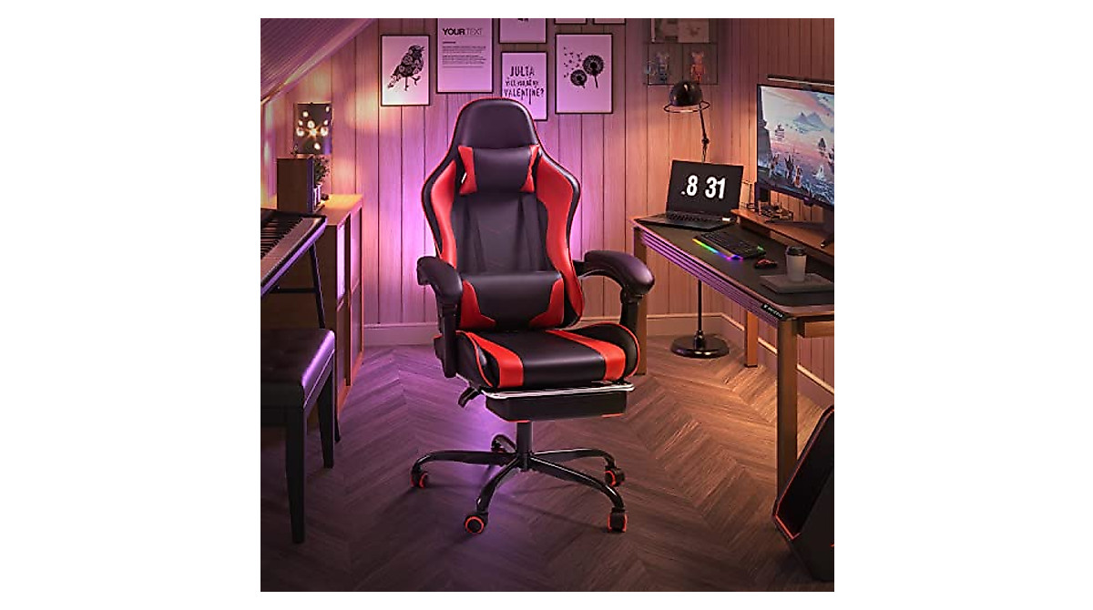 Shahoo Gaming Chair with Footrest & Massage Support | Ergonomic ...