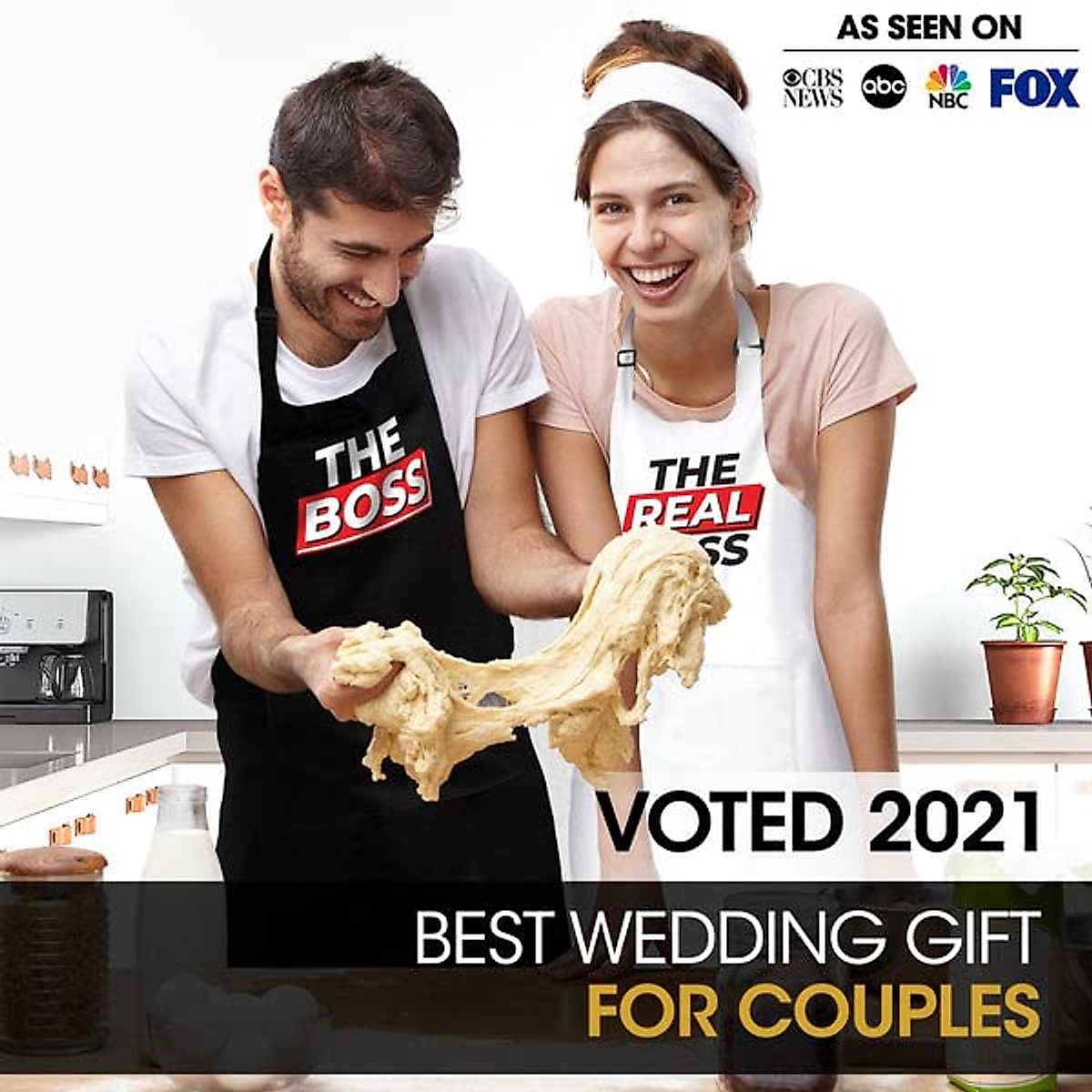 DELUXY Funny Couples Aprons- Gift For Couples, His and Her, Bridal Shower Gag Gifts, Engagement, Wedding, Gay, Lesbian Wedding Gifts, Parents Anniversary Present.