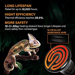 HealSmart 25W Mini Reptile Heat Lamp Ceramic Heat Emitter Bulb No Light Emitting Brooder Coop Heater for Amphibian Pet & Incubating Chicken