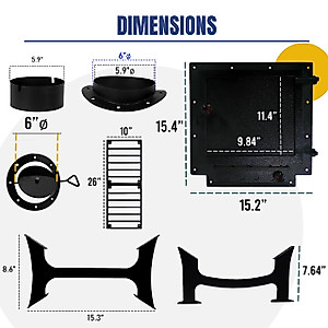 Sonret Barrel Woodstove Kit with Adapter Kit & Burn Barrel Grate – Perfect for 30-55 Gallon Barrel - Barrel Stove Kits - Fire Wood Camp Stove Barrel Stove Kit & Double Barrel Stove Adapter Kit…