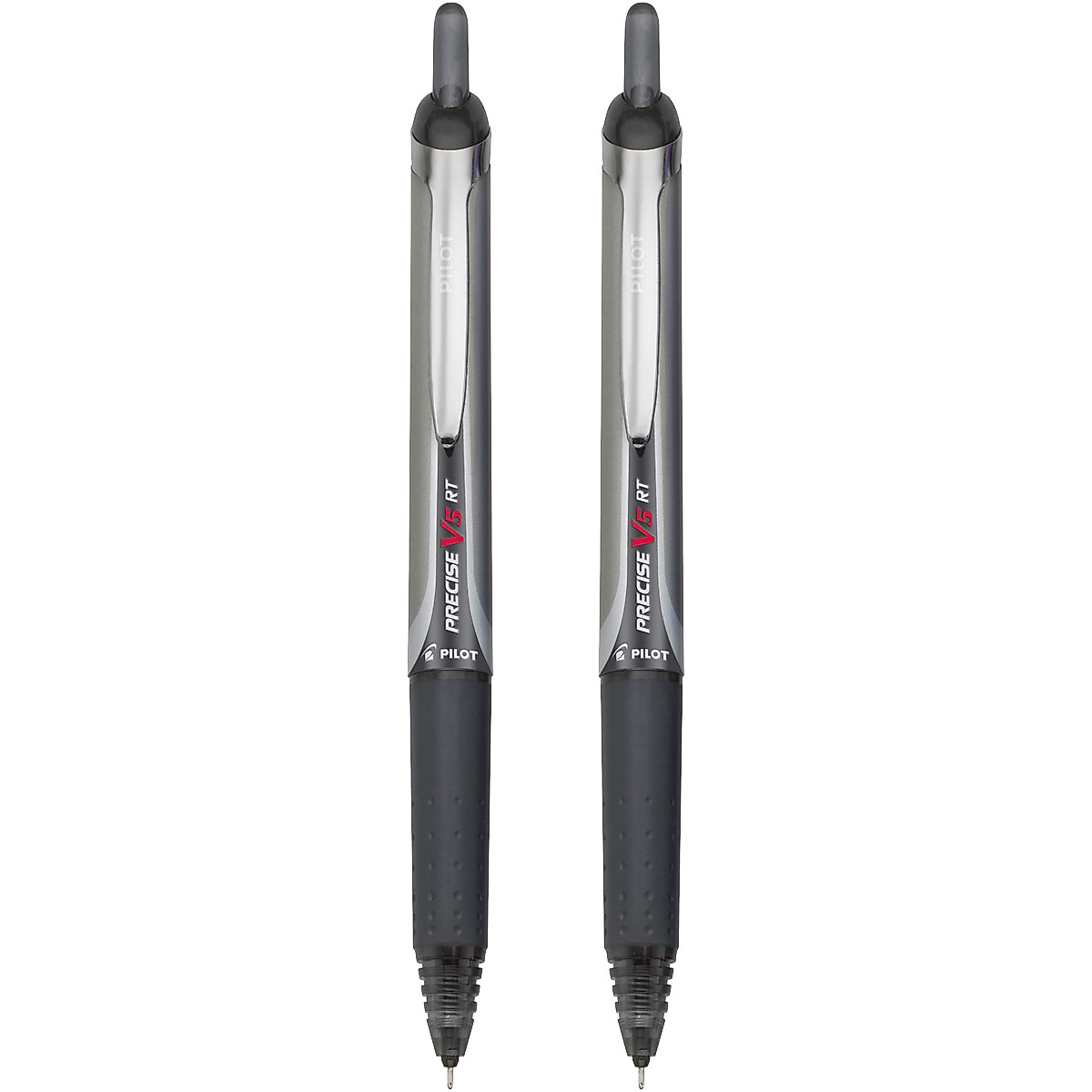 PILOT Precise V5 RT Refillable & Retractable Liquid Ink Rolling Ball Pens, Extra Fine Point (0.5mm) Black Ink, 2-Pack (26050)