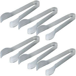 Tiny Tasters Clear Disposable Tongs (4.5"), Pack of 6 Small Plastic Tongs For Serving Mini Dishes & Appetizers Perfect Plastic Serving Tongs For Serving Food at BBQs, Parties, Catering & More