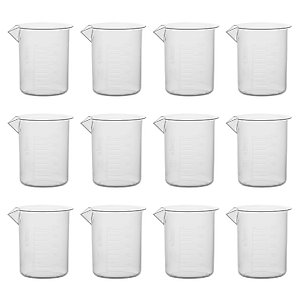 EISCO Plastic Beaker, Graduations, Premium Polypropylene Labs, 5 mL and 100 mL, 12 Piece