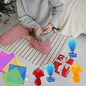 120 Pcs Cellophane Sheets, 6x6 Inches Cello Sheets Colored Cellophane Wrap Colored Transparency Sheets for Candy, DIY Arts Crafts