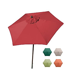 Formosa Covers 7.5 ft Outdoor Patio Umbrella Market Style with Crank & Tilt, Aluminum Anti-Rust Pole with Flexible Fiberglass Ribs - Perfect for Patio, Deck, Small Bistro, and Pool - Red