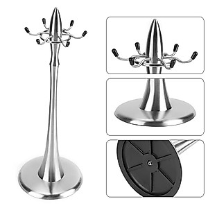 Kitchen Countertop Utensil Holder,304 Stainless Steel Cooking Utensils Set with Holder, with 8 Rotating Hooks,for Spoon, Spatula, Soup Ladle, Spaghetti Server, Skimmer