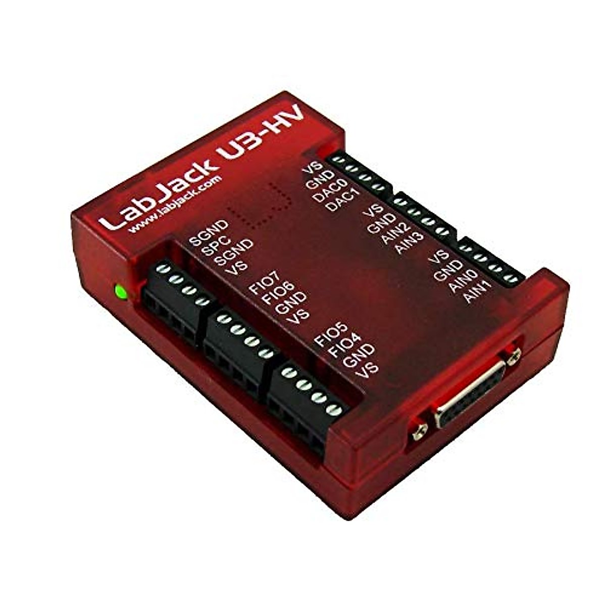 U3-HV USB DAQ Device with 4 Dedicated High-Voltage (±10V) Analog Inputs, 12 Flexible I/O for Analog and Digital Data Acquisition of Sensors, Controlling Relays, Automation and Timers