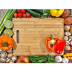 (Set of 10) 15"X11" Thick Sturdy Bulk Rectangular Plain Bamboo Cutting Boards | For Customized Engraving Gifts | Wholesale Premium Blank Board (With Handle)