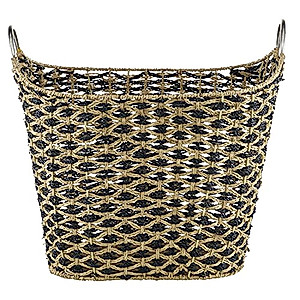 Deco 79 Seagrass Handmade Storage Basket with Handles, 21" x 18" x 18", Brown