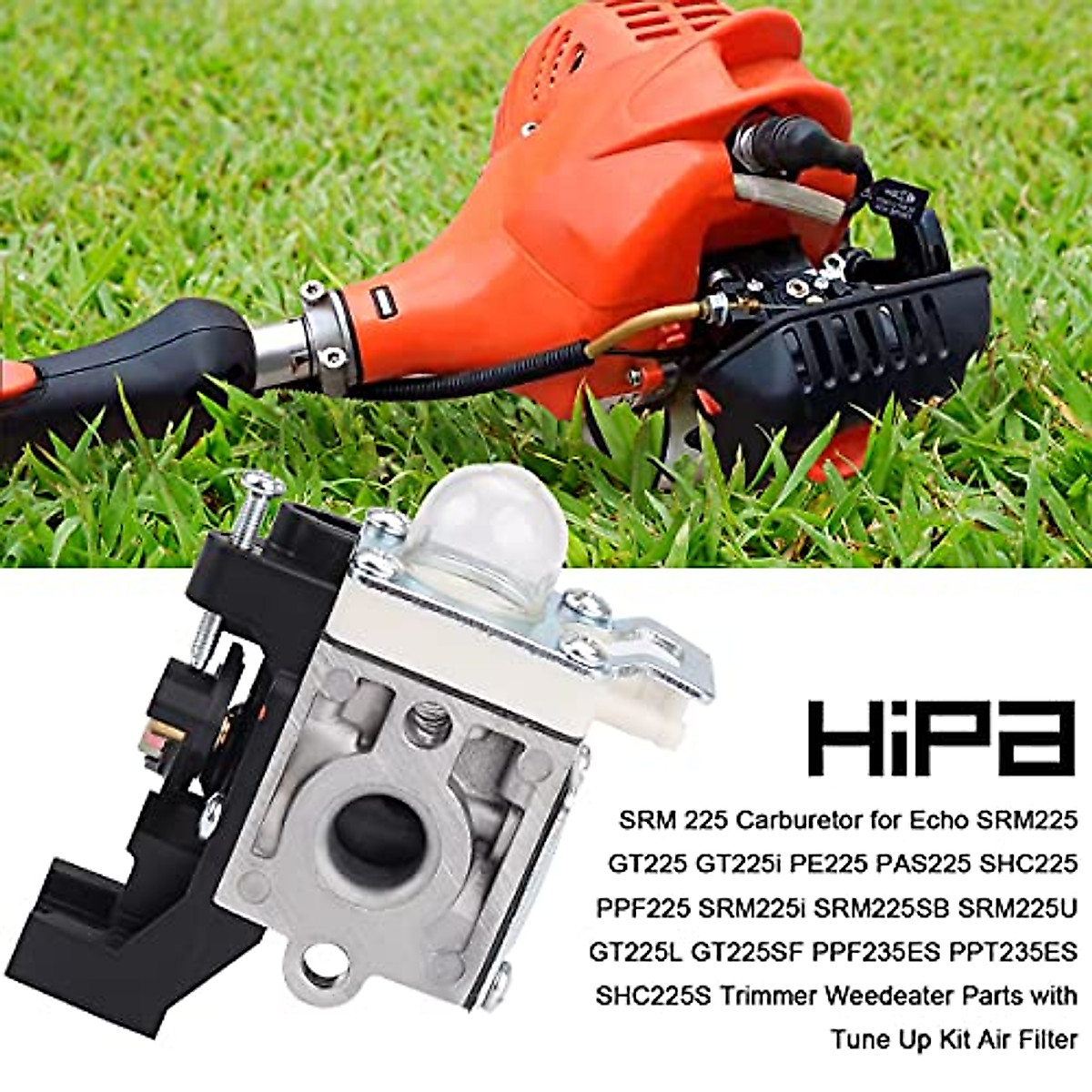 Hipa SRM 225 Carburetor for Echo SRM225 GT225 GT225i PE225 PAS225 SHC225 PPF225 SRM225i SRM225SB SRM225U GT225L GT225SF PPF235ES PPT235ES SHC225S Trimmer Weedeater Parts with Maintenance Kit Cleaner