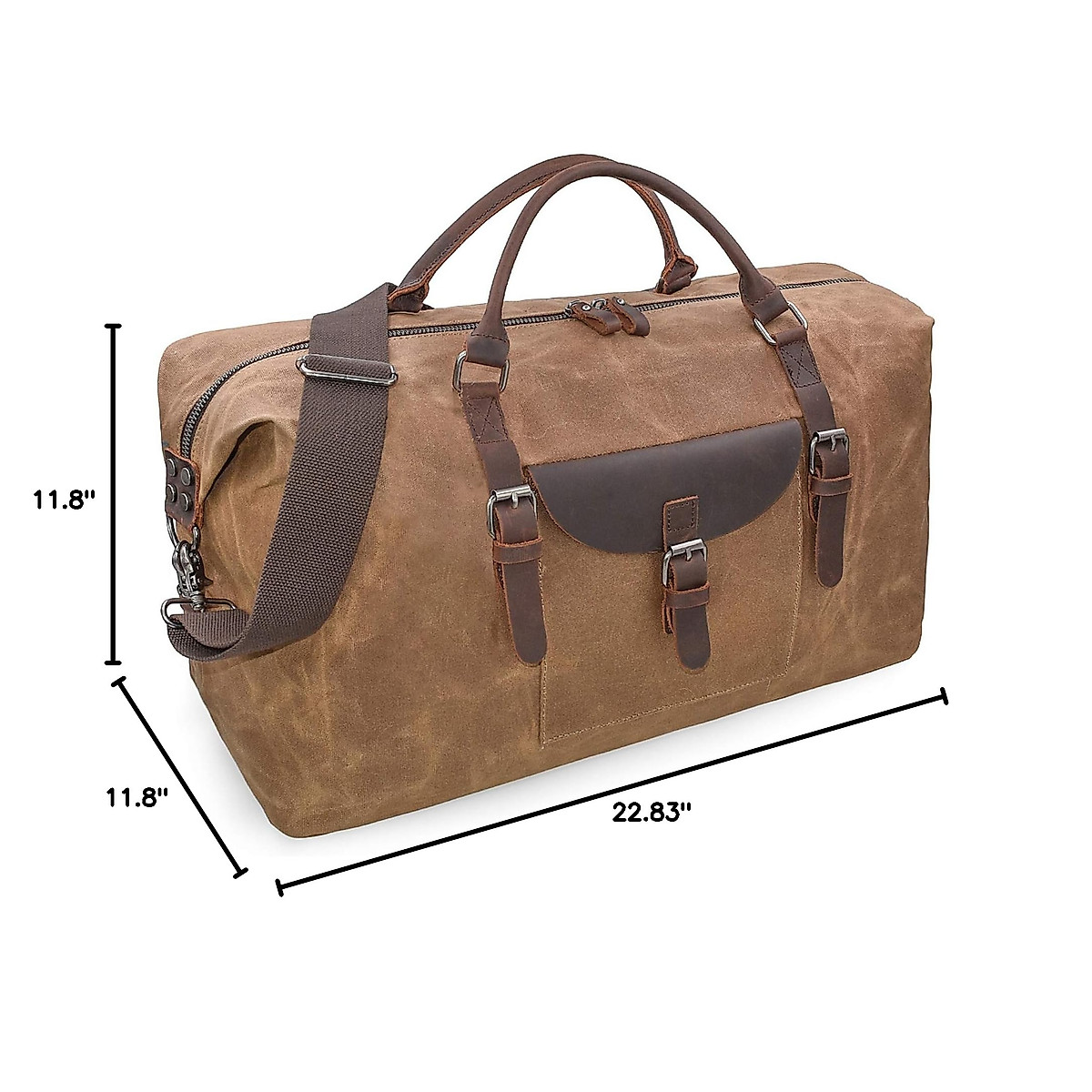 Oversized Travel Duffel Bag Waterproof Canvas Genuine Leather Weekend bag Weekender Overnight Carryon Hand Bag Brown
