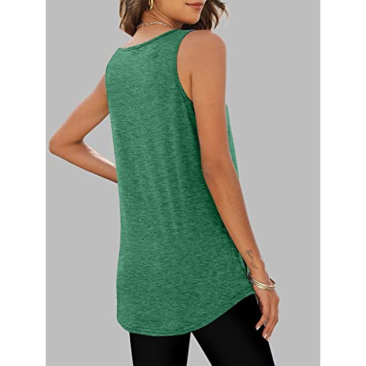 OU MgCE FAST FASHION Womens Activewear Tops Ladies Sleeveless Round Neck Loose Fit Racerback Workout Tank Tops Loose Fit Yoga Clothes Green L