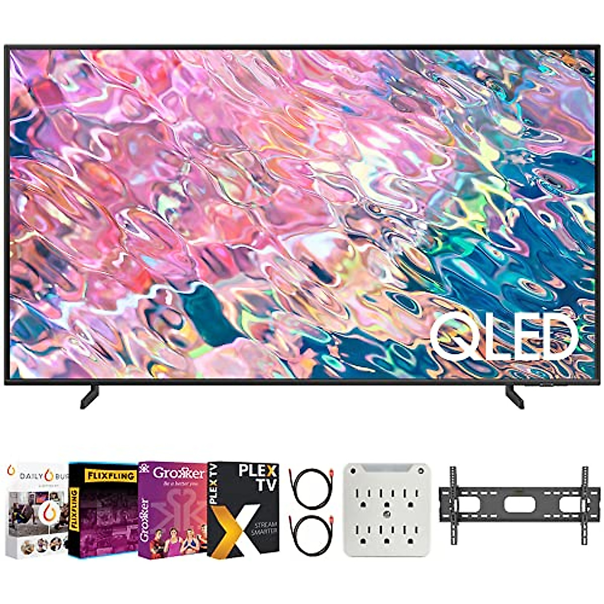 SAMSUNG QN43Q60BAFXZA Q60B 43 inch QLED 4K Quantum Dual LED HDR Smart TV 2022 Bundle with Premiere Movies Streaming + 37-100 Inch TV Wall Mount + 6-Outlet Surge Adapter + 2X 6FT HDMI 2.0 Cable