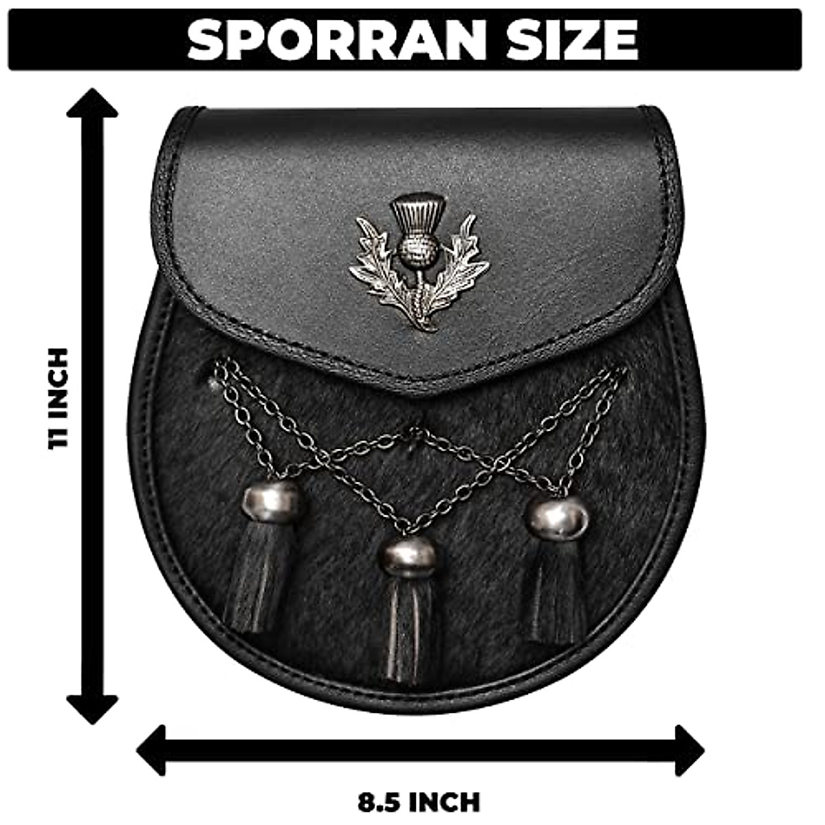 HIGHLAND REDSTONE Scottish Kilt Semi Dress Real leather Sporran (Brown Thistle)