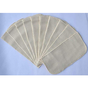 2 Ply Organic Flannel Washable Baby Wipes 9 x 9 Inches Set of 10 Sewn with Organic Cotton Thread