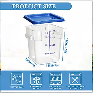 Lallisa 8 Pack 4 Qt Clear Food Storage Container with Handles and Lid Commercial Grade Square Food Storage Containers with Lids Polycarbonate Storage Container for Home Kitchen Restaurant