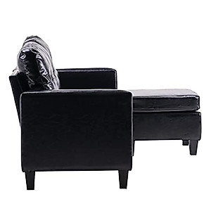 SLNFXC PU Combination Sofa Couch Comfortable L-Shape 194x126x89CM Convertible Design Simple Assembly (Color : D, Size : Three Seat)