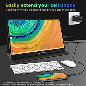 FANGOR Portable Monitor, 15.6" FHD 1080P Travel Monitor for Laptop, Ultra-Slim HDR IPS Computer Gaming Display, USB-C HDMI Screen Extender with Smart Cover for Laptop PC Phone Mac Xbox PS4/5 Switch