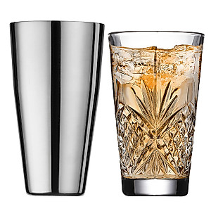 Godinger Cocktail Shaker, Martini Shaker, Boston Shaker, Stainless Cup and Crystal Glass to Mix Drinks Cocktails - Dublin Collection