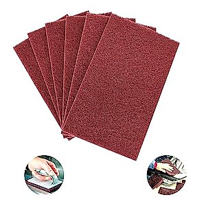 Red Scuff Pads - 6Pcs Scotch Brite 7447 - Very Fine Grade Hand Pads General Purpose Sanding Hand Pads 200 x 125mm/8" x 5"