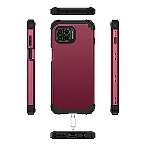 BENTOBEN Case Compatible with Moto One 5G/Moto G 5G Plus/Moto One 5G UW, 3 Layer Heavy Duty Rugged Shockproof Protective Cover for Motorola Moto One 5G /G 5G Plus/One 5G UW 6.7", Wine Red