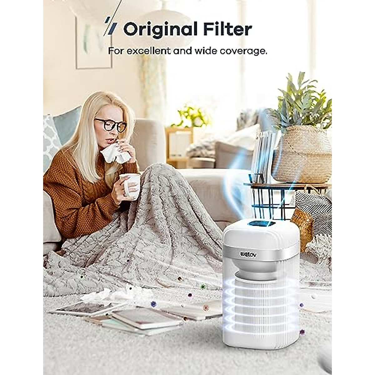 WELOV P100 / P100 Pro Air Purifier Replacement Filter, 3-in-1 H13 True HEPA and High-Efficiency Activated Carbon Filter for Pet Dander Hair Pollen Dust Mite Smoke Kitchen Odor