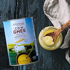Patanjali Grass Fed Cow Ghee 1Lt- Energy Infused, Low in Lactose, Low in Casein, Non-GMO, Vegetarian, Gluten free, Keto and Paleo friendly.