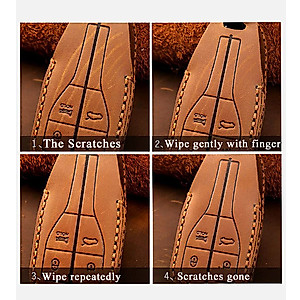 SANRILY Leather Key Fob Cover for Volvo XC60 XC90 S90 V90 2019 2020 2021 Keyless Entry Remote Keychain Holder Full Protection Key Case Shell Brown
