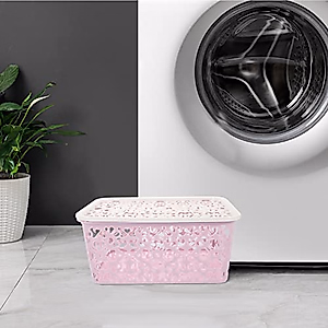 ABOOFAN Cube Storage Box plastic storage basket with lid baskets with lids storage baskets with lid plastic storage bins with lids hollow out basket clothing drawer Popcorn Bowl