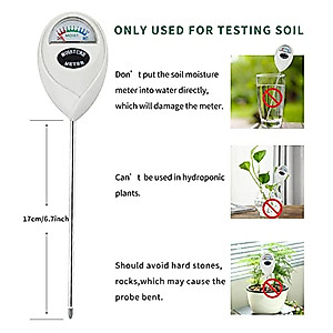 Censinda Soil Moisture Meter, Soil Moisture Monitor for House Plants, Soil Hygrometer Moisture Sensor for Indoor & Outdoor, Garden, Farm, Lawn Plant Care, No Battery Needed(White)