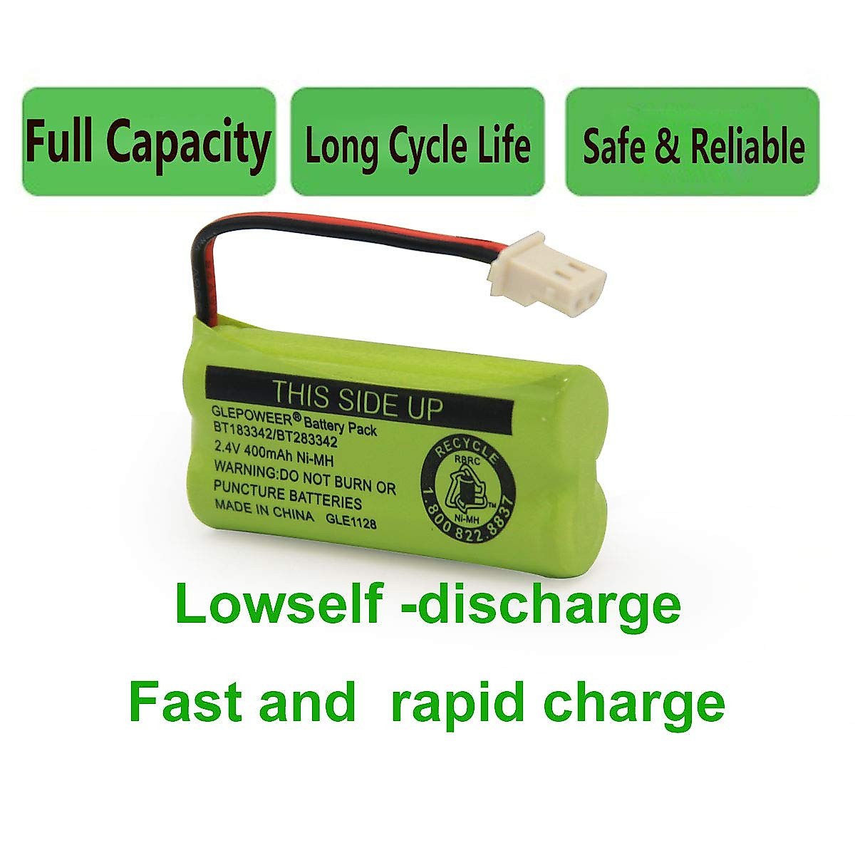 DM221 BT183342/BT283342 2.4V 400mAh Ni-MH Battery Pack, Also Compatible with Cordless Phone Batteries BT166342/BT266342 BT162342/BT262342 CS6709 CS6609 CS6509 CS6409 EL52100 EL50003(2 Pack)