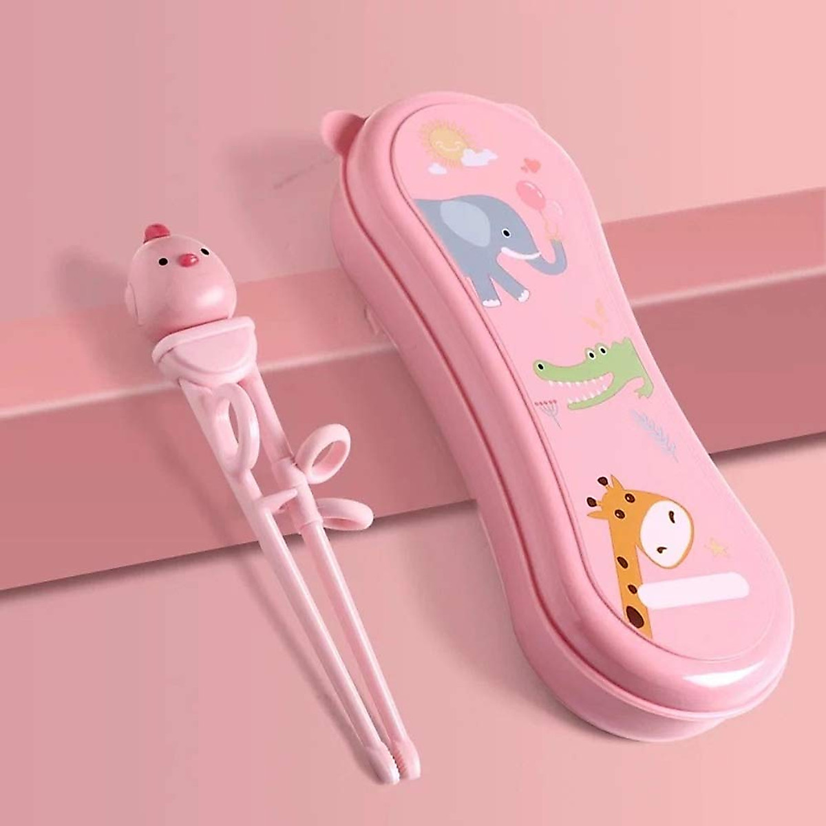 Goryeo Baby Training Chopsticks for Kids - Use Completely Harmless Material - Anti-dislocation Buckle Design - Includes Portable Box (Pink)