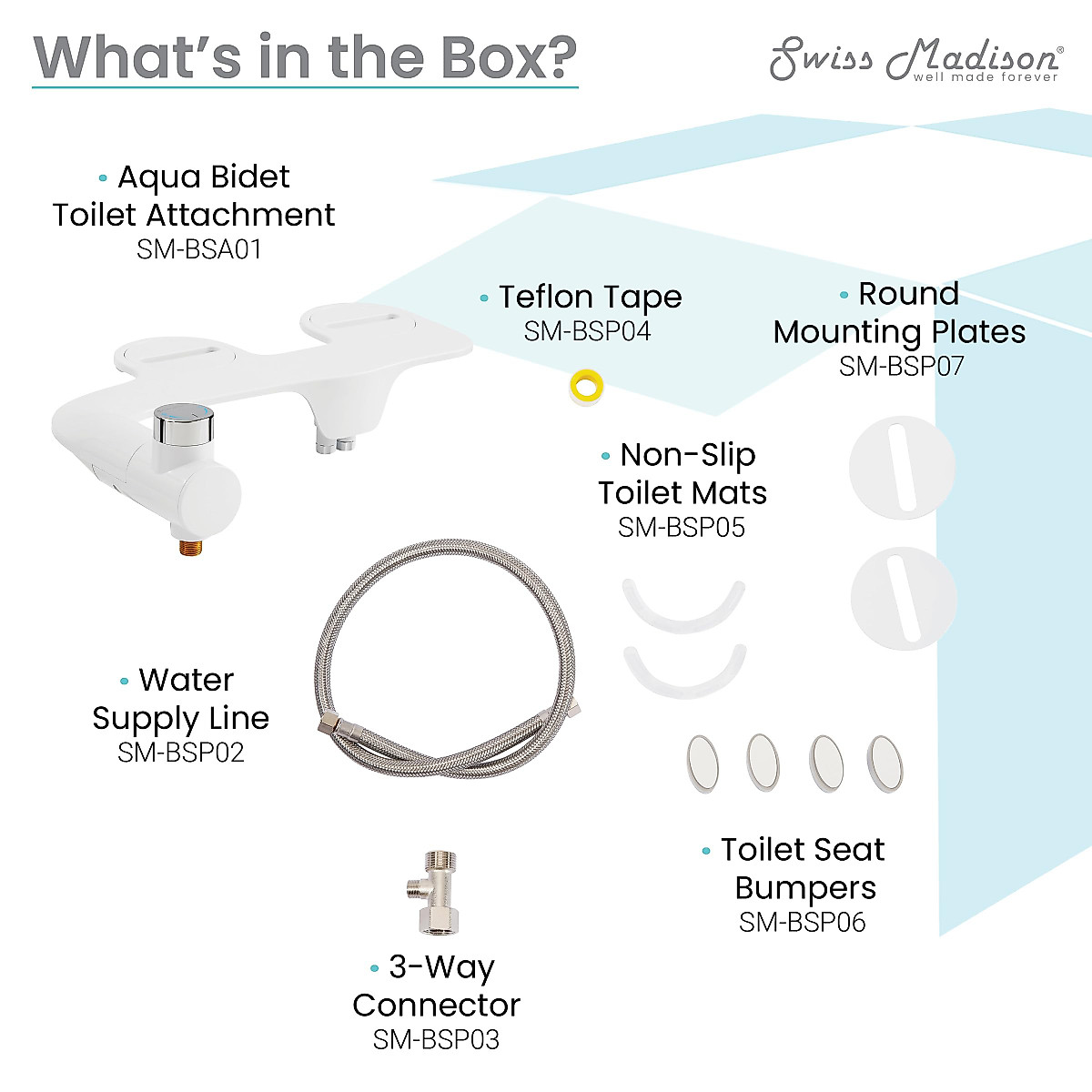 Swiss Madison Well Made Forever SM-BSA01 Aqua Non-Electric Toilet Bidet Seat Attachment, White