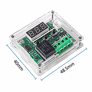 6pcs W1209 12V DC Digital Temperature Controller Board with Case Micro Digital Thermostat -50-110°C Electronic Temperature Temp Control Module Switch with 10A One-Channel Relay and Waterproof Blue