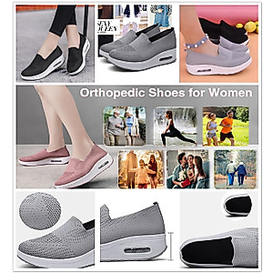 Fitsshoes Women Orthopedic Sneakers,Slip-On Light Air Cushion Orthopedic Sneaker Platform Diabetic Walking Shoes (Black,41)
