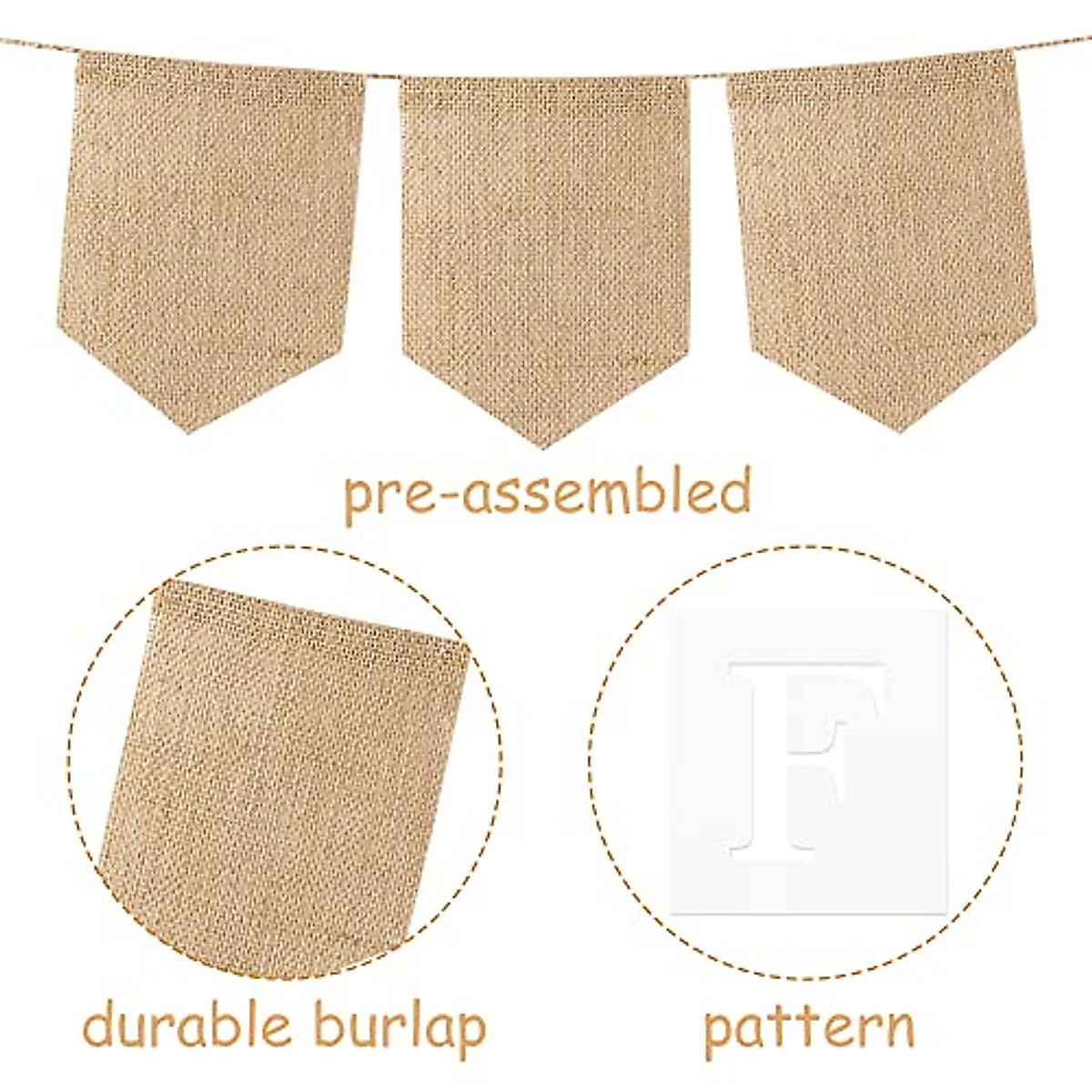WATINC 26pcs DIY Burlap Banner with 26 Letter Stencil Kit, DIY Alphabet Banners Name Sign Burlap Flags Garland Handwriting Bunting for Party Decoration Wedding Birthday Wall Home Decor Supplies